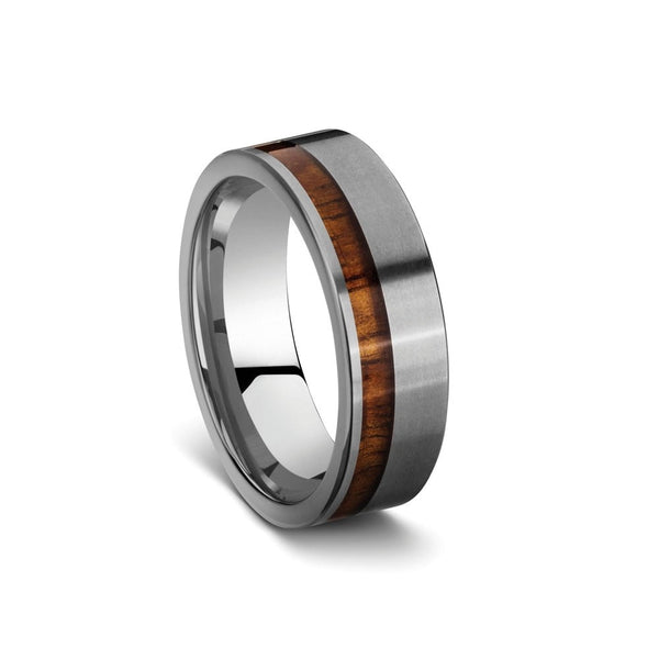 BLAZE TUNGSTEN STEEL WOOD INLAY RING Size 12 | Master Jewellers