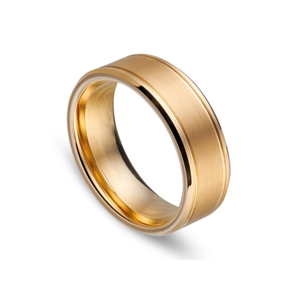 BLAZE TUNGSTEN STEEL INFINITY BRUSHED IP GOLD RING | Master Jewellers